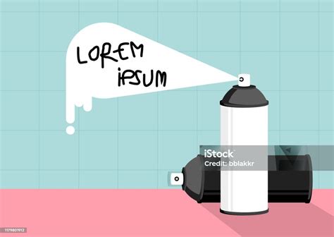 파스텔 블루 타일과 분홍색 바닥 배경에 흰색 스프레이 드롭 흰색 검은 색 스프레이 캔 캔에 대한 스톡 벡터 아트 및 기타 이미지 캔 스프레이 페인트 그래피티 Istock