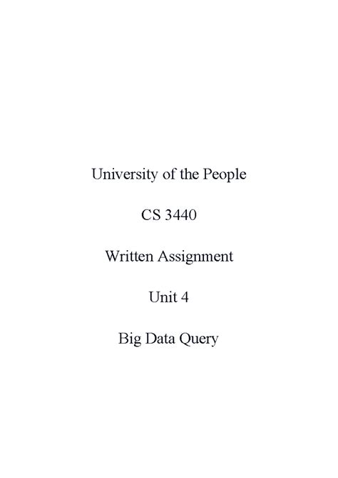 Written Assignment Unit 4 University Of The People Cs 3440 Written