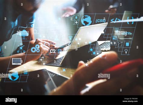 coding software developer work with ar new design dashboard computer