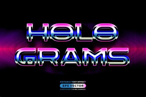Retro Text Effect Hologram Futuristic Graphic By Diqtam Creative Fabrica