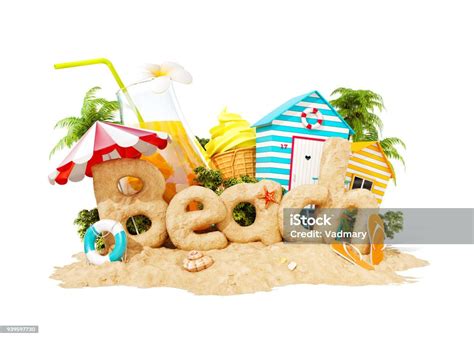 열 대 섬에 모래의 단어 비치 했다 여름 휴가의 특별 한 3 차원 그림입니다 여행 및 휴가 개념입니다 개념에 대한 스톡 사진 및 기타 이미지 Istock