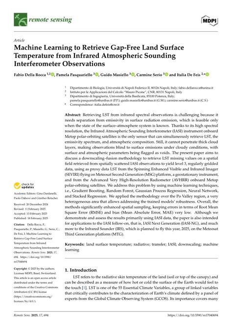 Pdf Machine Learning To Retrieve Gap Free Land Surface Temperature From Infrared Atmospheric