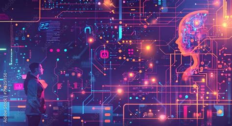 big data technology and data science illustration data flow concept
