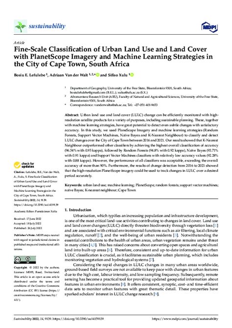 Pdf Fine Scale Classification Of Urban Land Use And Land Cover With Planetscope Imagery And