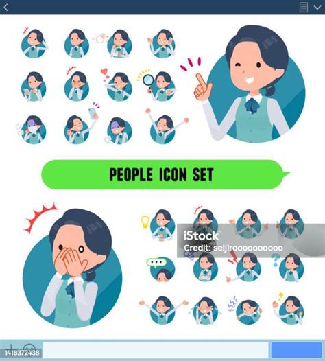 아이콘 형식으로 다양한 감정을 표현하는 서기 여성 세트 Brand Name Smart Phone에 대한 스톡 벡터 아트 및 기타