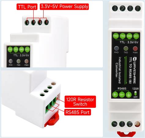 Ray Montajlı TTL RS Galvanic İzolasyonlu Çevirici