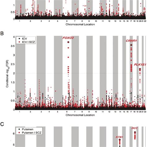 Conditional Q Q Plots Of Nominal Vs Empirical −log 10 P Values