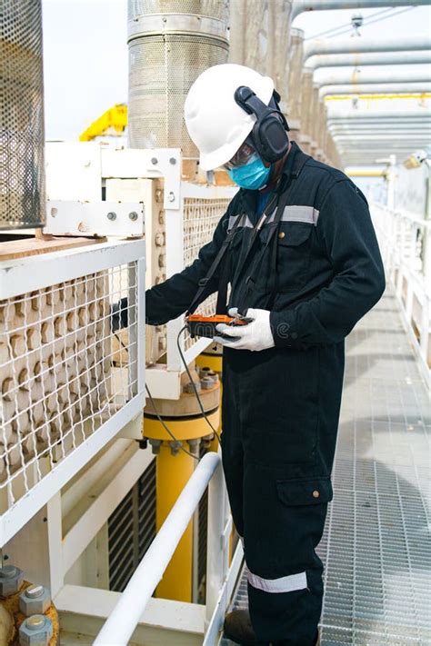 A Non Destructive Testing Technician Is Checking Stock Image Image Of