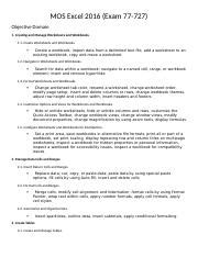 MOS Excel Topics Docx MOS Excel Exam Objective Domain Creating And Manage