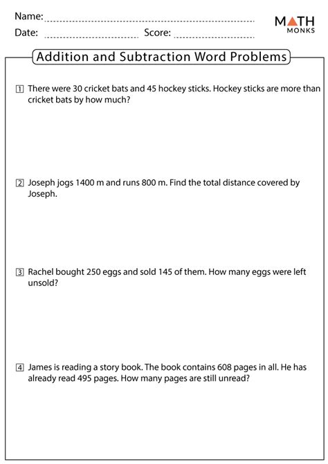 Free Worksheet Addition And Subtraction Word Problems Download Free Worksheet Addition And