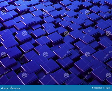 3d Abstract Geometric Blue Cubes Stock Illustration Illustration Of