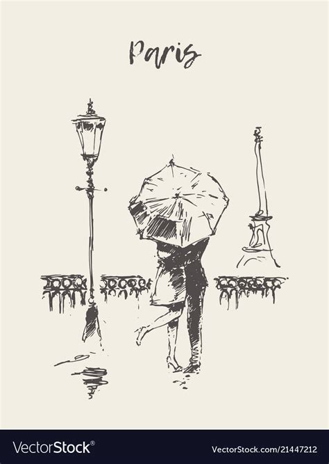 How To Draw Two People Kissing In The Rain