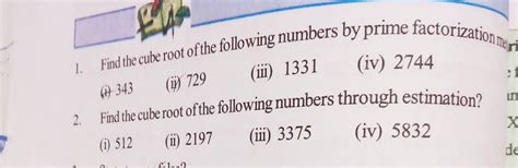 1 Find The Cube Root Of The Following Numbers By Prime Factorization Min