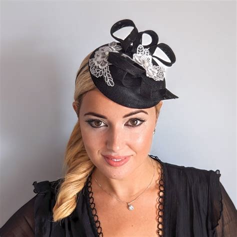 Black Grey Flower Lace Fascinator Hat House Of Hats
