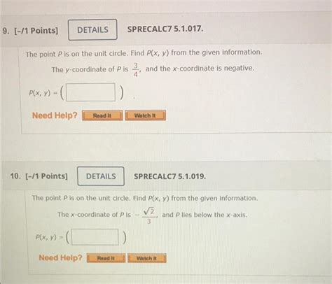 solved 9 [ 1 points] details sprecalc75 1 017 the point p