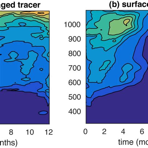 Modeled A Mean Depth‐averaged Tracer Concentration Arbitrary Units