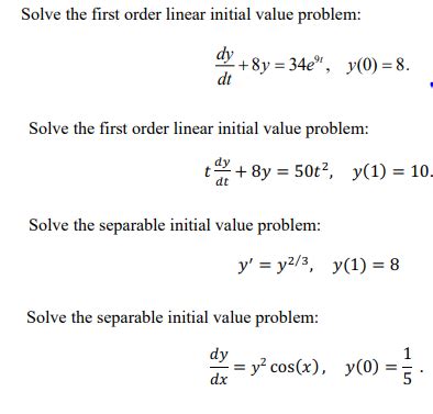 Solved Solve The First Order Linear Initial Value Problem Chegg