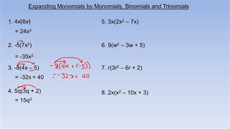 Expanding Monomials By Monomials Binomials And Trinomials Youtube