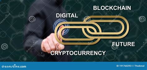 Man Touching A Blockchain Concept Stock Image Image Of Blockchain Person 191760293