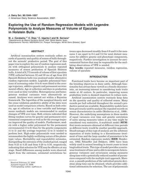 Pdf Exploring The Use Of Random Regression Models With Legendre Polynomials To Analyze