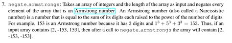 Solved 7 Negatearmstrongs Takes An Array Of Integers And