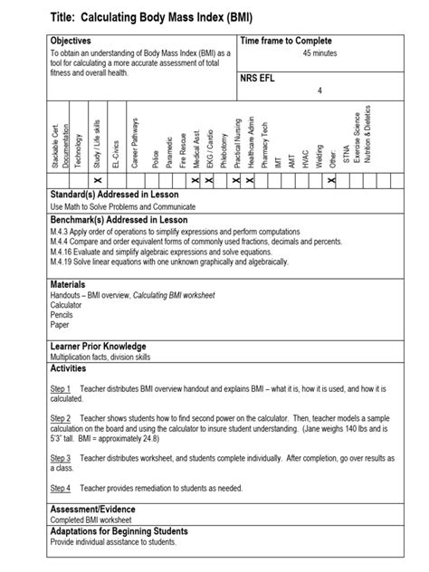 Calculating Body Mass Index Pdf Body Mass Index Obesity