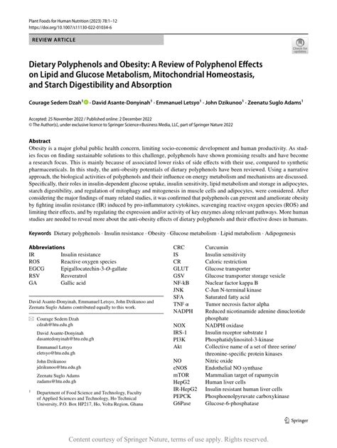 Dietary Polyphenols And Obesity A Review Of Polyphenol Effects On