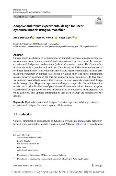 Adaptive And Robust Experimental Design For Linear Dynamical Models Using Kalman Filter