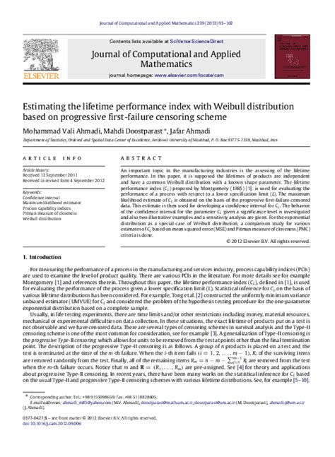 Pdf Estimating The Lifetime Performance Index With Weibull