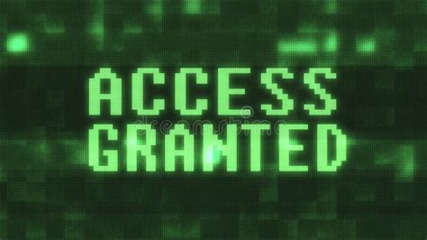 Flashing Red Access Denied Warning Word Text On Futuristic Digital