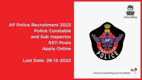 Ap Police Recruitment 2022 Police Constable And Sub Inspector 6511 Posts