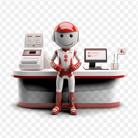 premium psd a robot sits in front of a computer with a computer on the top