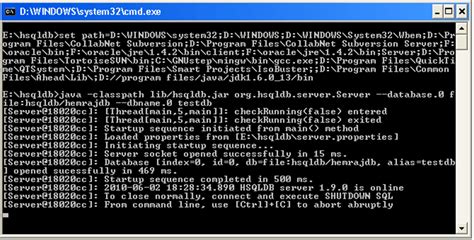 Using Hypersql Hsqldb