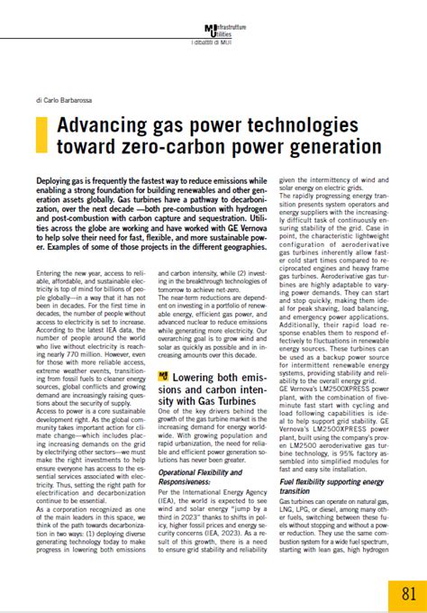 Advancing Gas Power Technologies Toward Zero Carbon Power Generation Agici