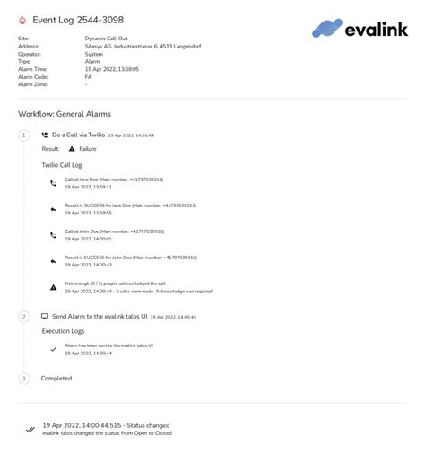 Event Log Reports Evalink Documentation