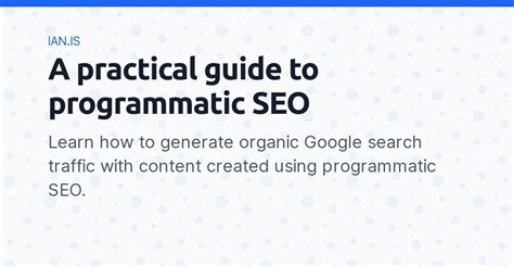 A Practical Guide To Programmatic Seo Rprogrammaticseo