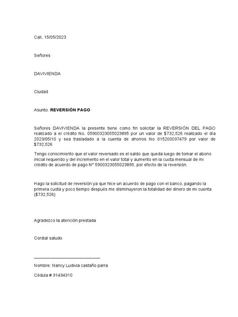 Carta Reversión Pdf