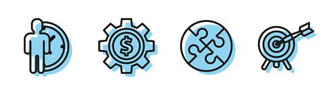 퍼즐의 라인 조각을 설정 시간 관리 달러 기호와 기어와 화살표 아이콘 대상 벡터 경영자에 대한 스톡 벡터 아트 및 기타 이미지 경영자 경쟁 계시기 Istock