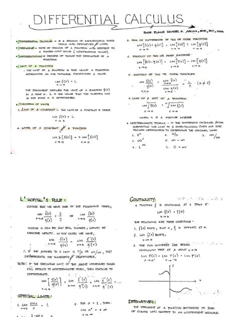 Differential Calculus Notes Pdf