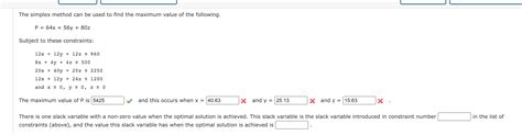 Solved The Simplex Method Can Be Used To Find The Maximum