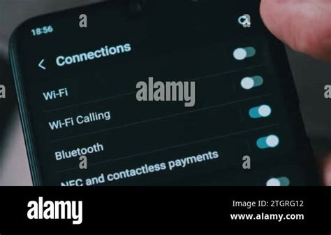 Turning On And Off Wi Fi On A Smartphone The Wifi Button Is Turned On The Mobile Phone In The