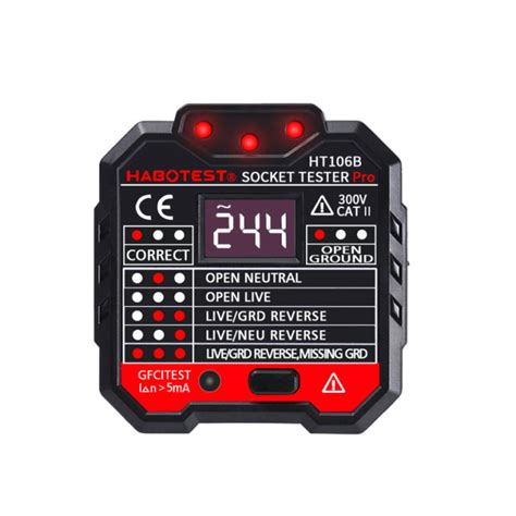 Digital Display Plug In Socket Voltage Outlet Tester HT106 Electric Fault Checker Advanced