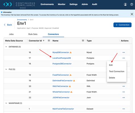 create test edit and delete a connector