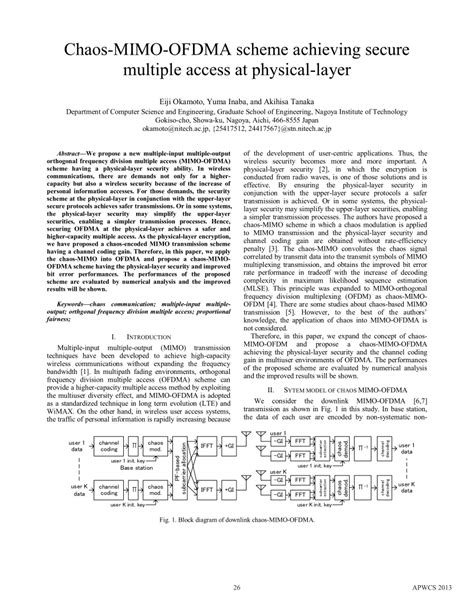 Pdf Chaos Mimo Ofdma Scheme Achieving Secure Multiple Access At Physical Layer