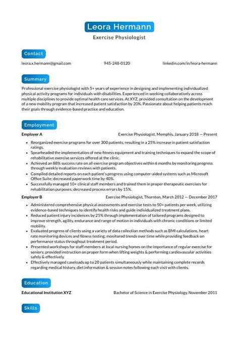 Exercise Physiologist Resume Cv Example And Writing Guide