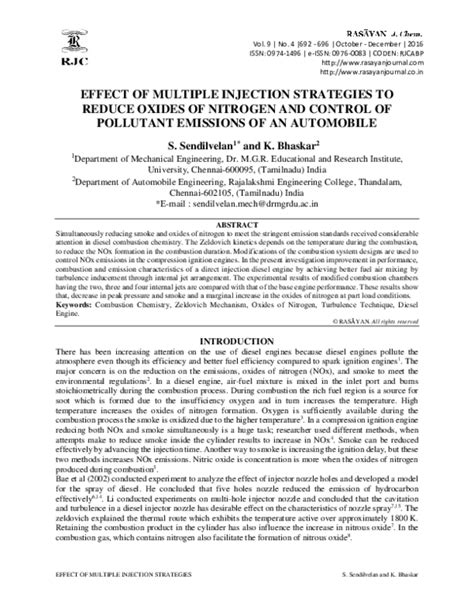 Pdf Effect Of Multiple Injection Strategies Effect Of Multiple Injection Strategies To Reduce
