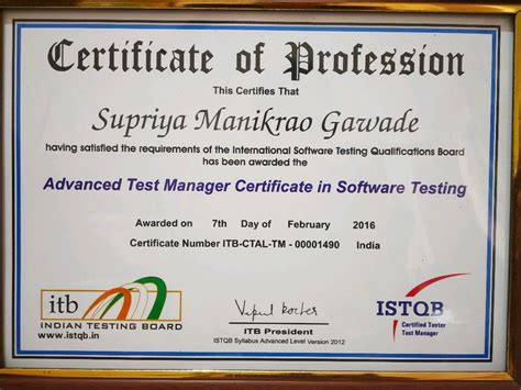 Istqb Testmanager Certification Supriya Thorat