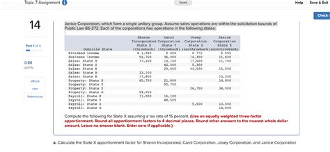 Solved A Calculate The State X Apportionment Factor For