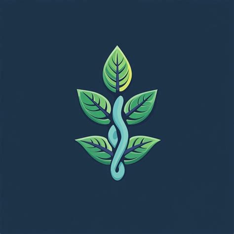 Abstract Green Leaf Plant Design With Stem Premium Ai Generated Image