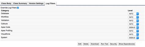 Apex How To Disable The Debug Log For Other Classes Except For My Class Salesforce Stack